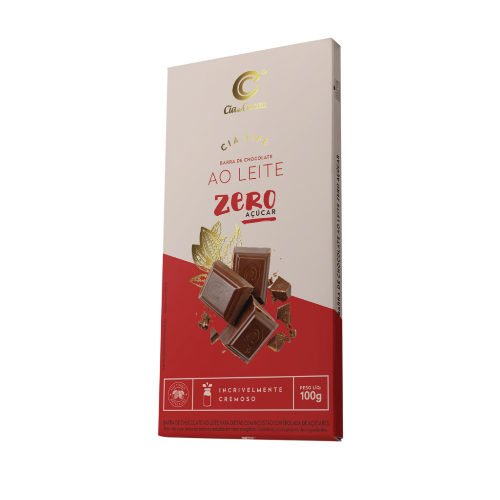 Barra de chocolate zero ao leite Cia Life 100g - Cia do Cacau